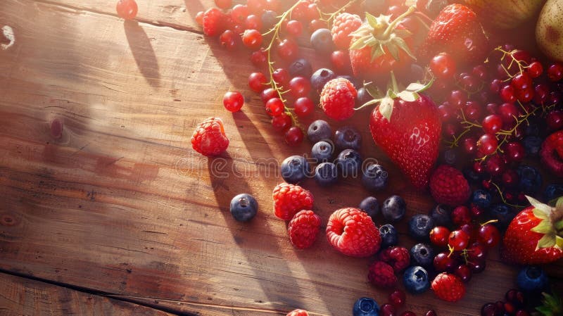 Various Berries, Natural Foods, Red, Seedless Fruit on Table AIG50 ...