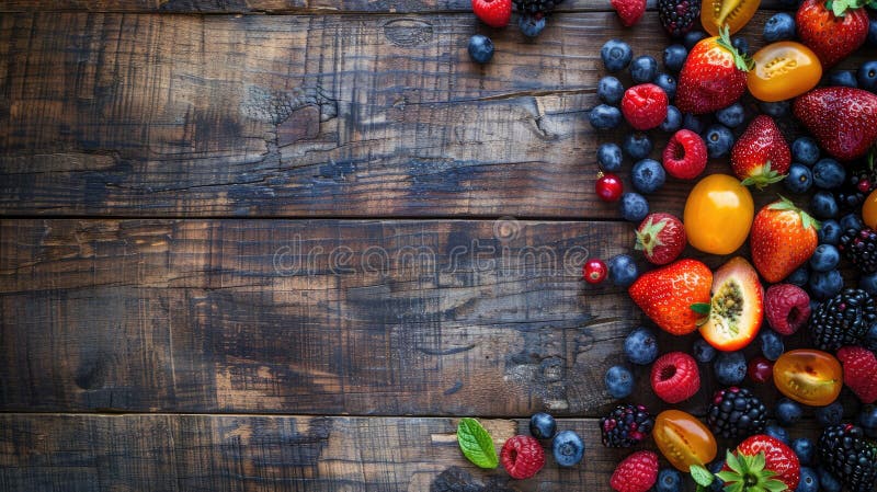 Various Berries, Natural Foods, Red, Seedless Fruit on Table AIG50 ...