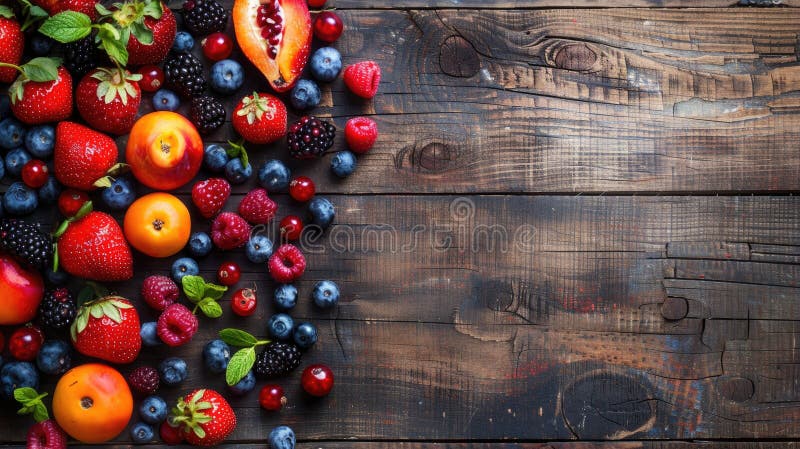 Various Berries, Natural Foods, Red, Seedless Fruit on Table AIG50 ...