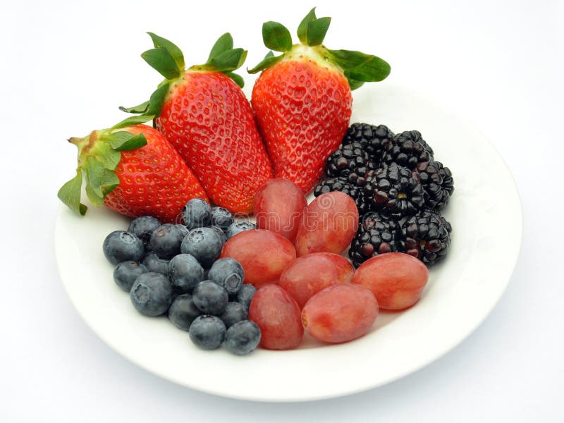 Various Berries on White Plate Stock Image - Image of dish, nutritious ...