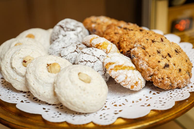 Various Biscuits on a Plate in a Bakery Stock Photo - Image of grain ...