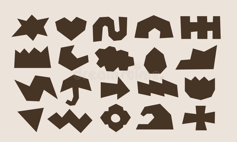 Various Black Abstract Flat Geometric Graphic Shapes. Groovy Funky ...