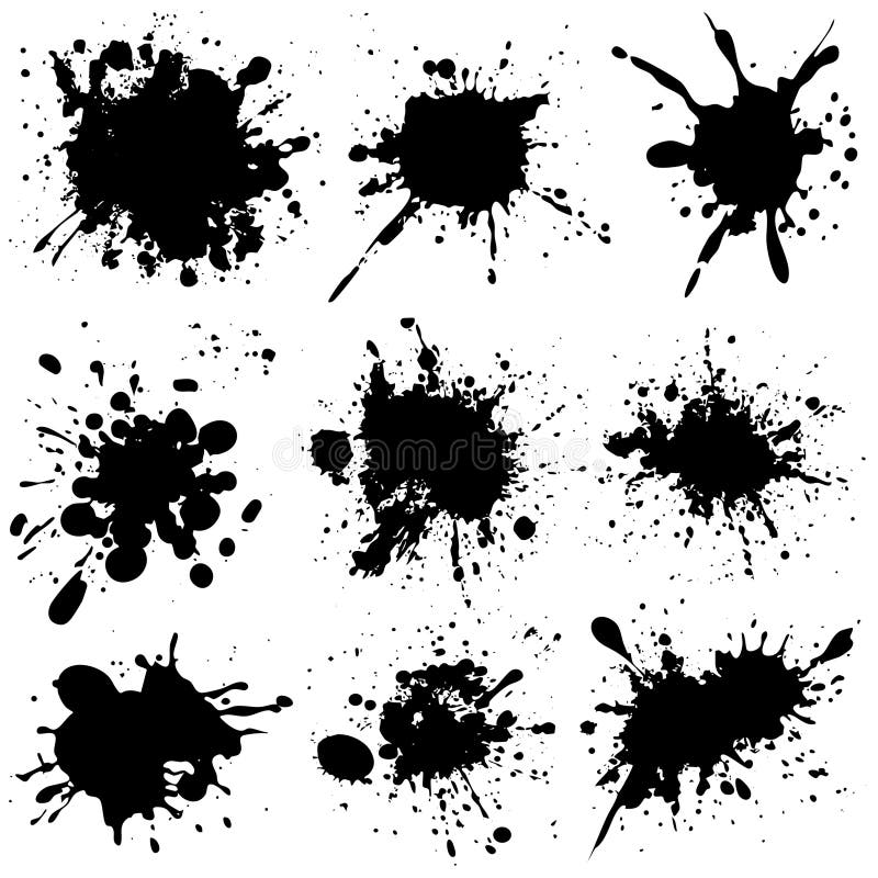 Various Black Ink Splatters Arranged in a Grid Pattern Suitable for ...
