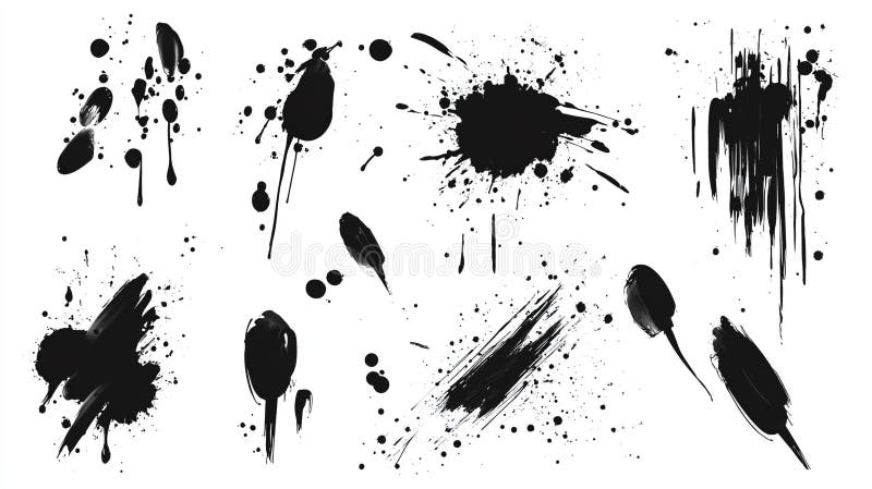 Creative Black Paint Splashes for Artistic Design and Background Use ...