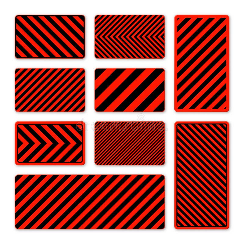 Various Black and Red Warning Signs with Diagonal Lines. Attention ...