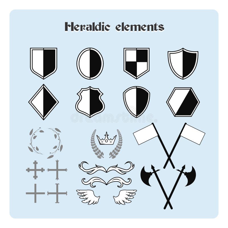 Heraldic Elements Collection Stock Vector - Illustration of decoration ...