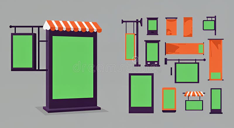 Various Blank Outdoor Advertising Displays Mockups Stock Illustration ...