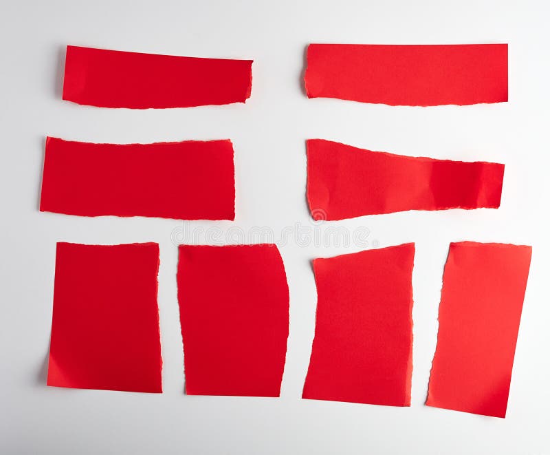 Various Blank Pieces of Red Paper on White Background Stock Photo ...