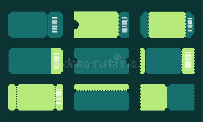 Various Blank Tickets a Vector Set Stock Vector - Illustration of ...