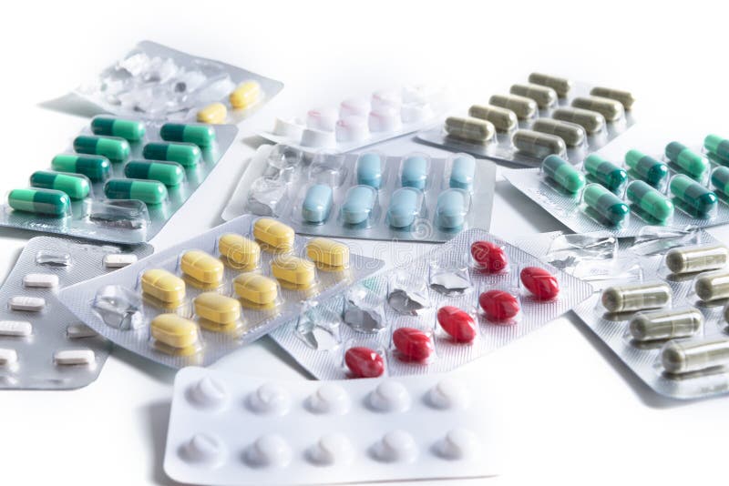 Various Blister Packs Containing Different Types of Tablets and ...