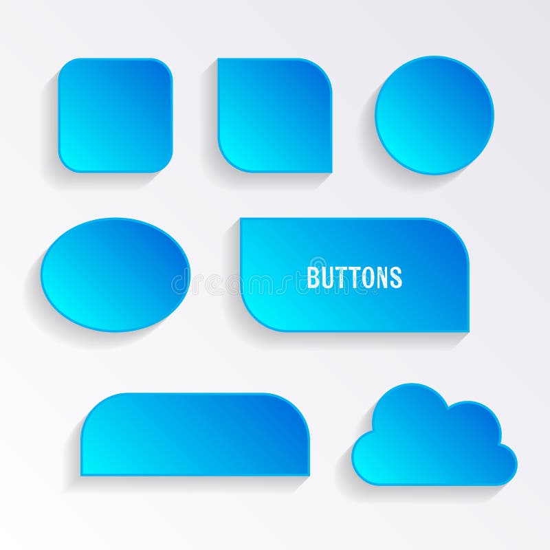 Various Blue Buttons with Shadows Stock Vector - Illustration of ...