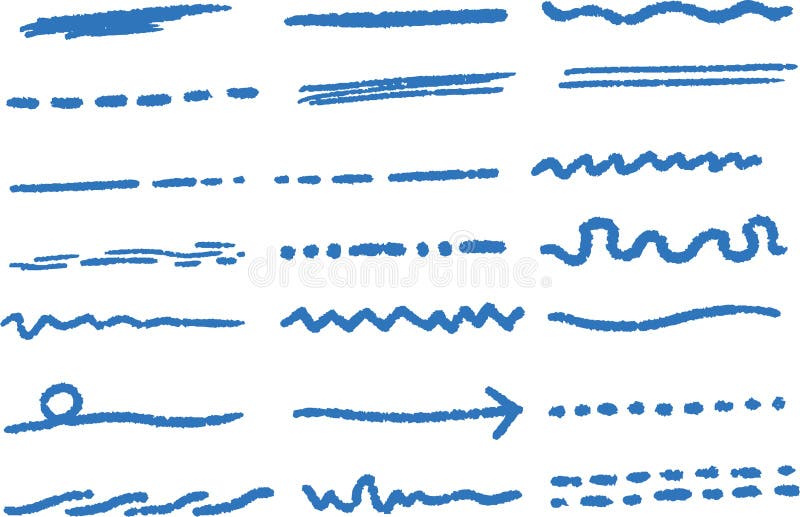 Various Blue Lines Drawn with a Pencil Set Stock Vector - Illustration ...