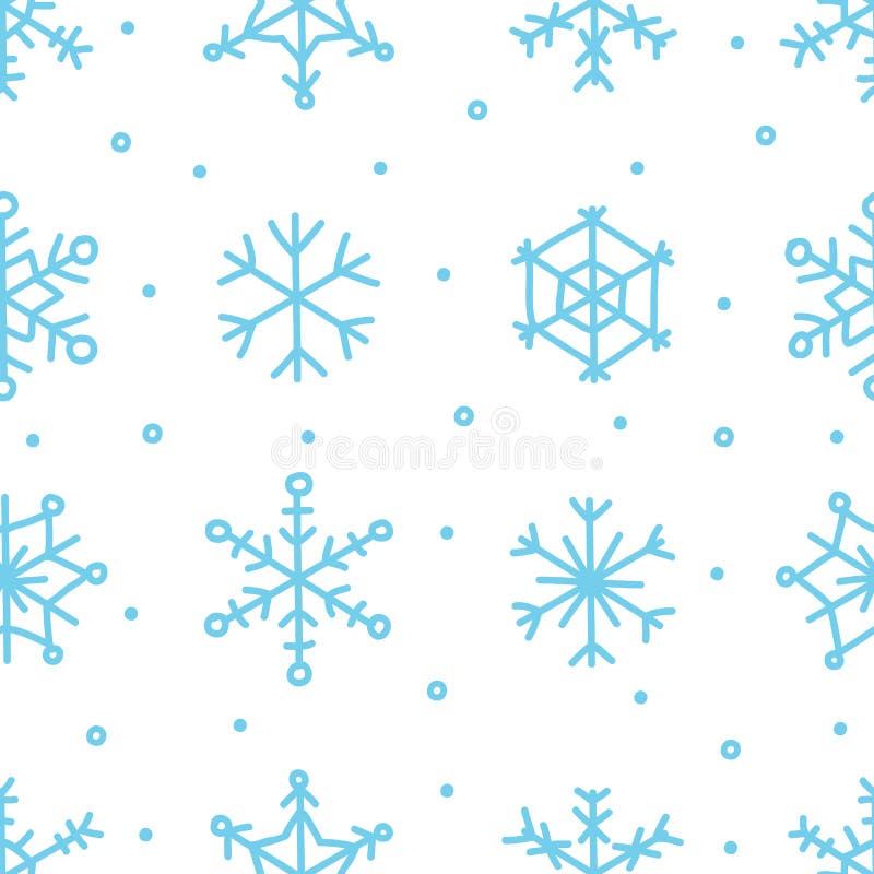 Various Blue Snowflake Seamless Pattern Winter Concept Stock Vector ...