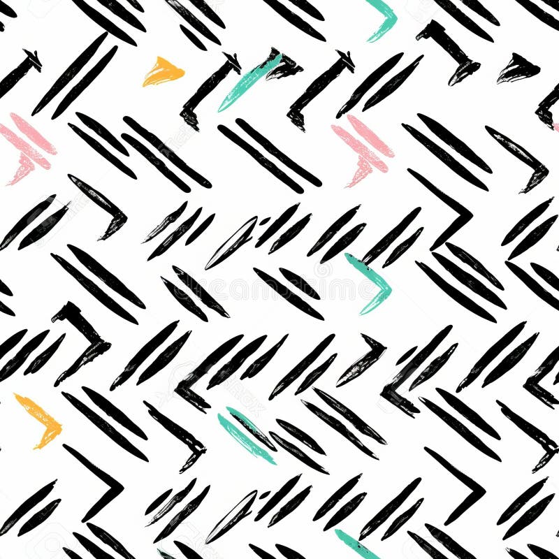 Various Bold Brush Drawn Arrows Seamless Pattern. Hand Drawn Different ...