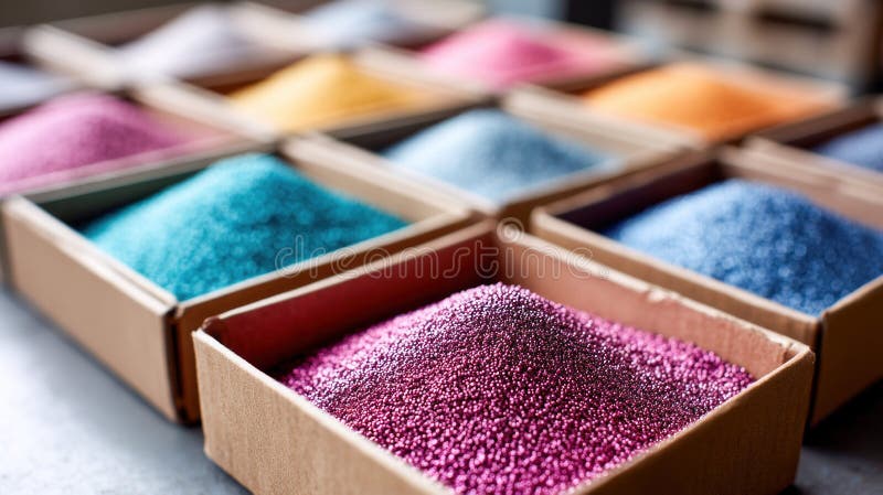 Various Boxes Filled with Colorful Granules Showcasing a Diverse Range ...