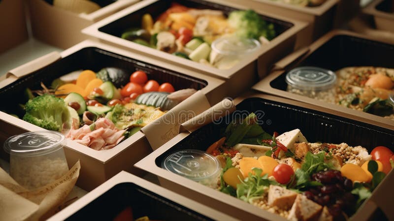 Various Boxes of Food Items on a Table, Ideal for Food and Beverage ...