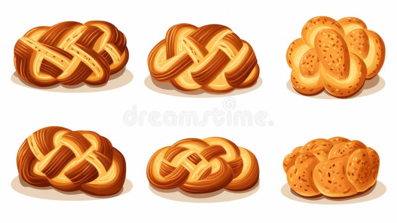 Assorted Braided Bread Designs on White. Stock Image - Image of design ...