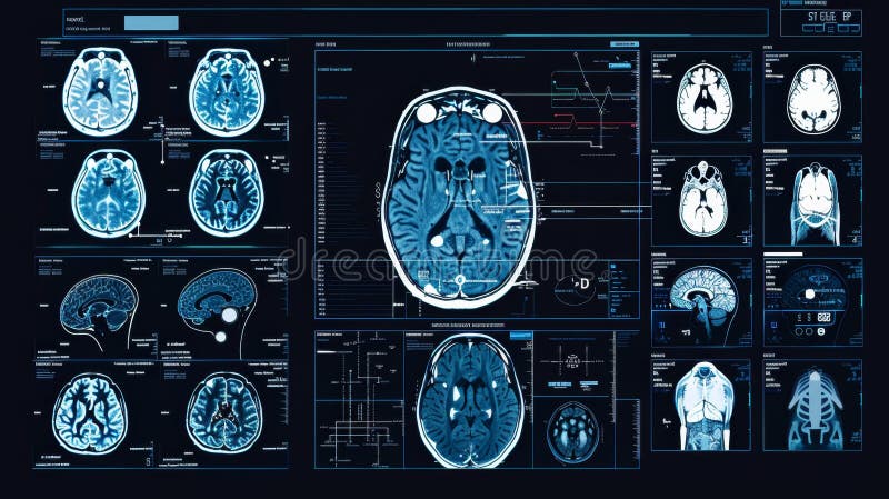 Computer Screen Displaying Multiple Brain Images Stock Image - Image of medical, artificial ...