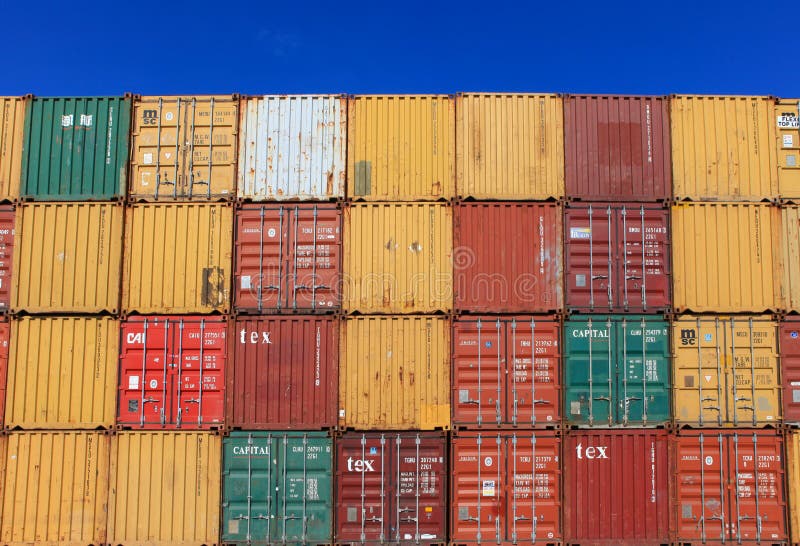 Various Brands and Colors of Shipping Containers Editorial Stock Image ...