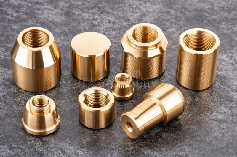 Various Brass Fittings Arranged on a Textured Surface Display Their ...