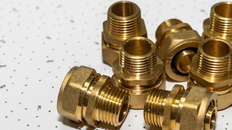 Various Brass and Metal Fittings for Plumbing Stock Image - Image of ...