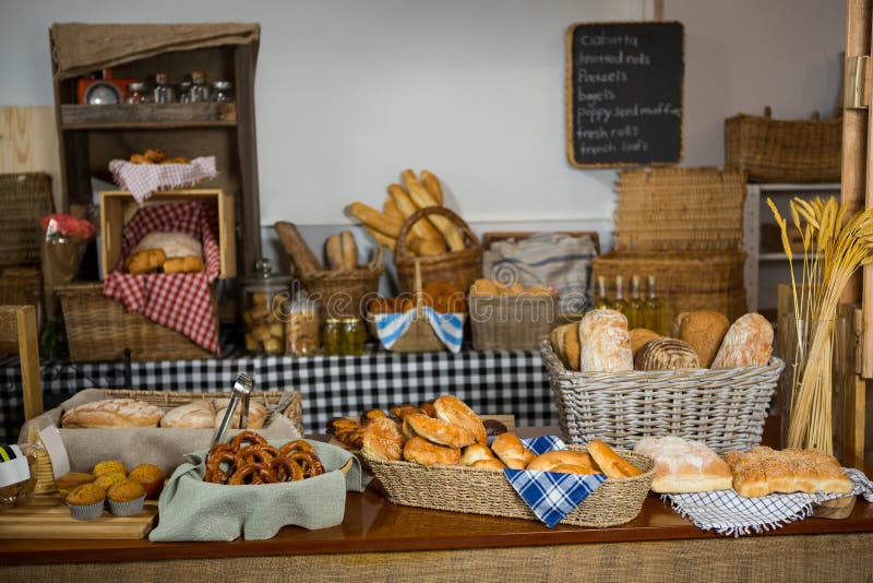 Cookies at a Counter Fresh Market Bakery or Cafe. Confectionery. Snacks ...