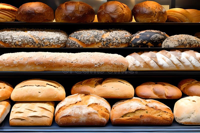 Various Bread Selling at the Display Bakery Shop Shelf Stock ...