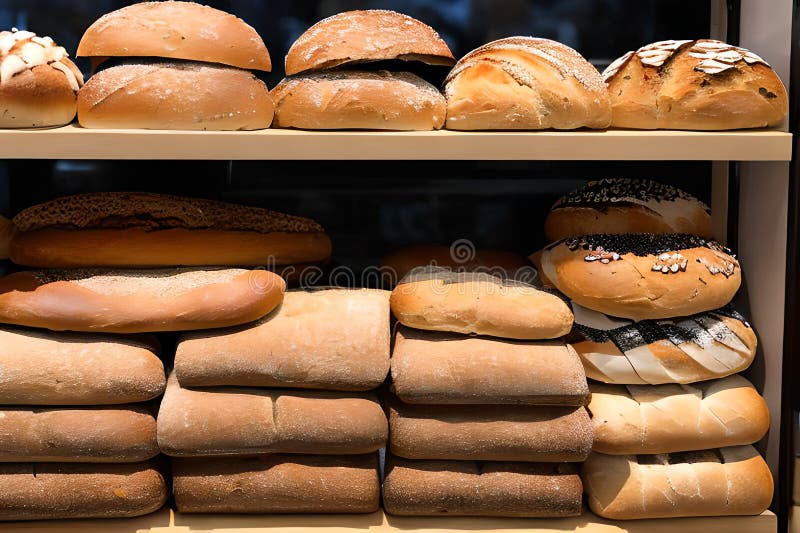Various Bread Selling at the Display Bakery Shop Shelf Stock ...