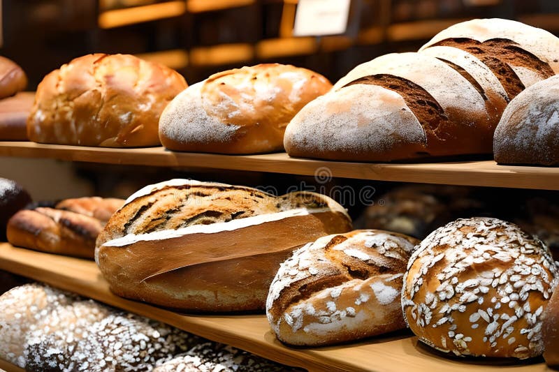 Various Bread Selling at the Display Bakery Shop Shelf Stock ...