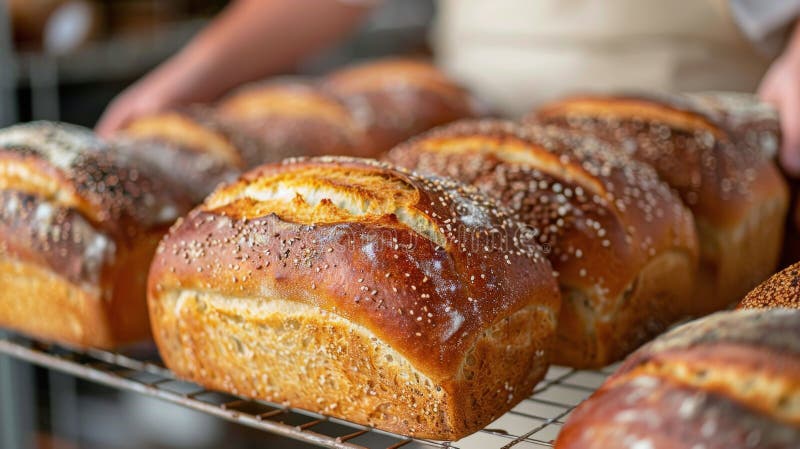 Various Breads Displayed on a Rack Stock Photo - Image of artisan ...