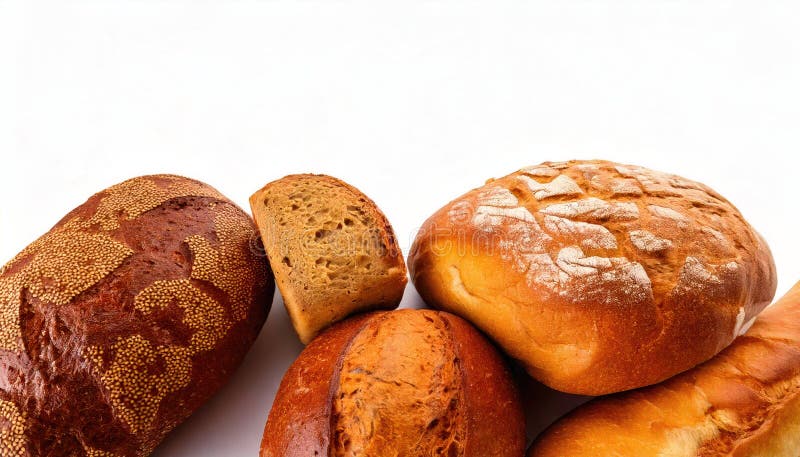 Various Breads on a White Background Stock Illustration - Illustration ...