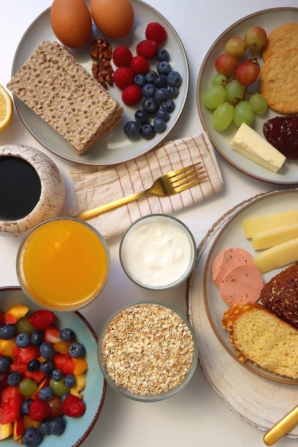 Various Breakfast Food stock photo. Image of fruit, plate - 338541896