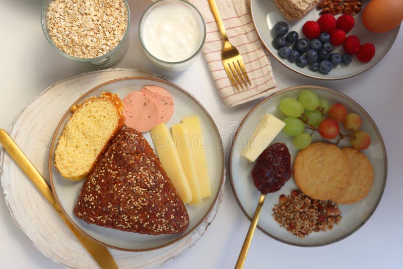 Various Breakfast Food stock photo. Image of oatmeal - 340101556