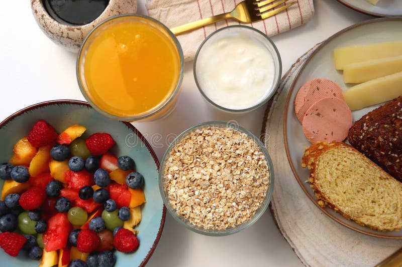Various Breakfast Food stock photo. Image of assortment - 342085546