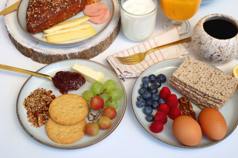 Various Breakfast Food stock photo. Image of granola - 343224754