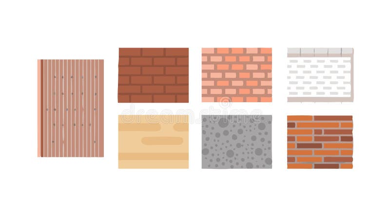Various Brick and Stone Wall Textures, Building Material Samples ...
