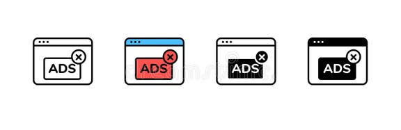 Various Browser Windows with Close Buttons on Advertisements Displays ...