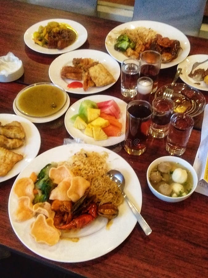 Various Buffet Menus in Restaurants Stock Photo - Image of lunch, meat ...