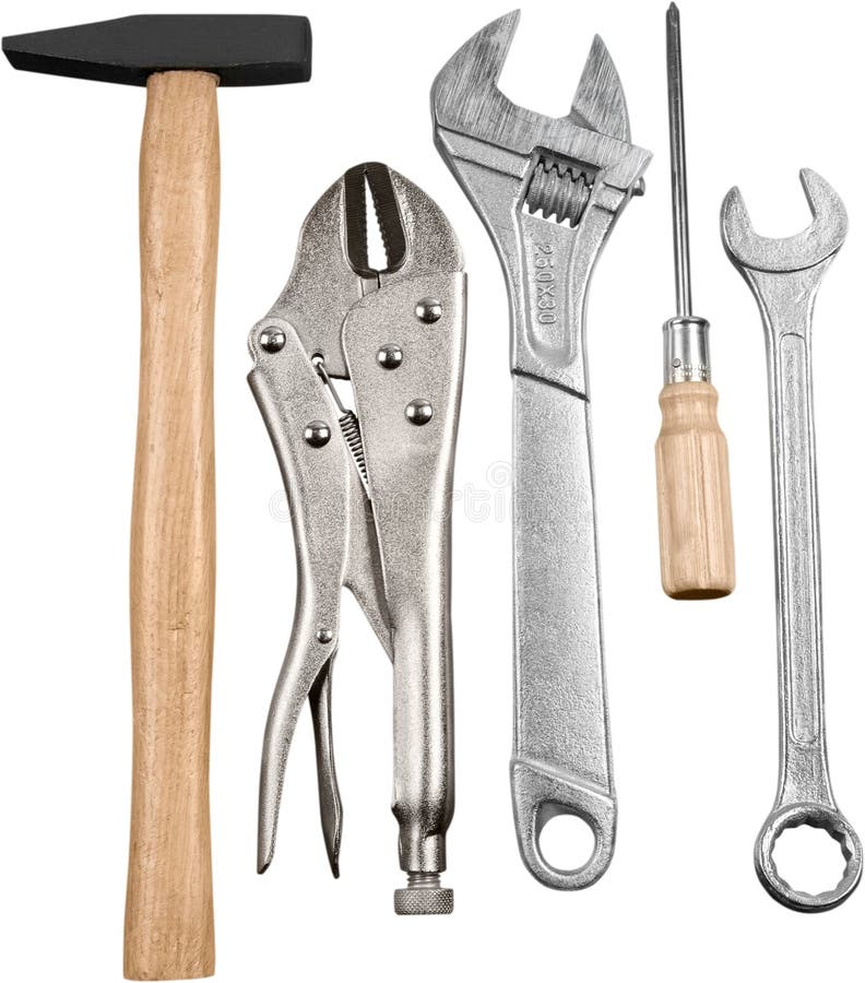 Various Building Tools Isolated On White Stock Image - Image of house ...