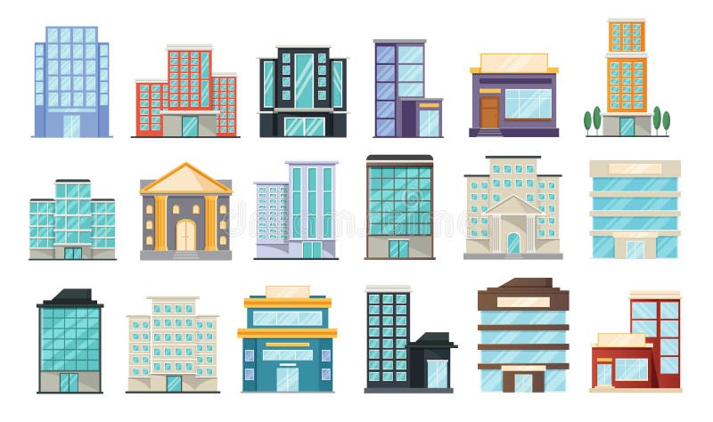 Various Buildings Flat Design Vector Illustration Stock Vector ...