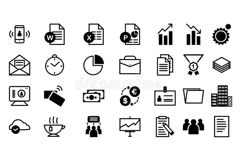 Various Business, Financial, Office and Web Icons. Simple Vector ...