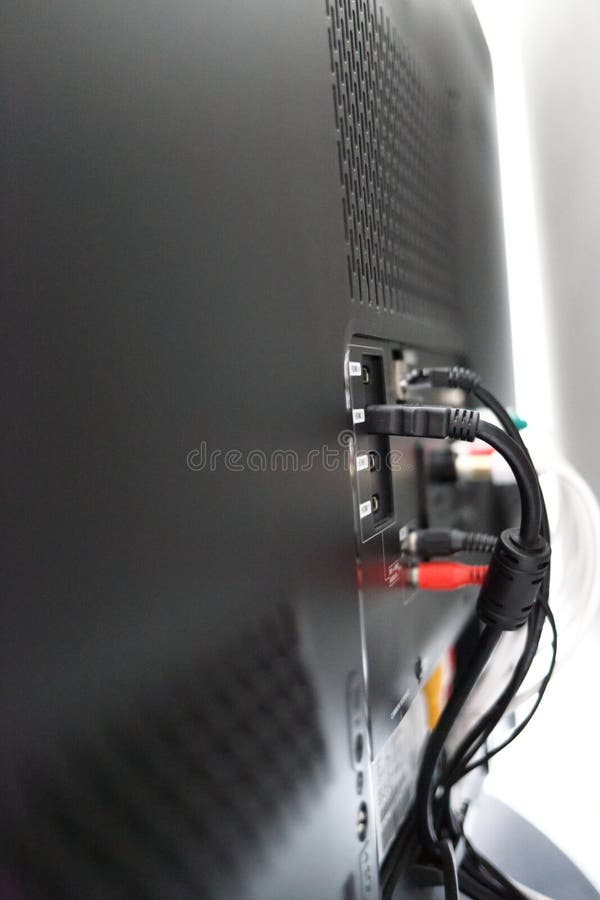 Various Cables in the Back of a TV Stock Image - Image of installation ...