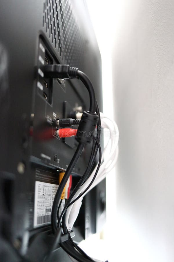 Various Cables in the Back of a TV Stock Photo - Image of media ...