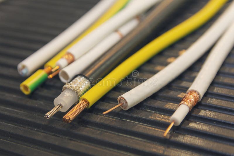 Various Cables for TV and Internet Large Plugin Stock Photo - Image of ...