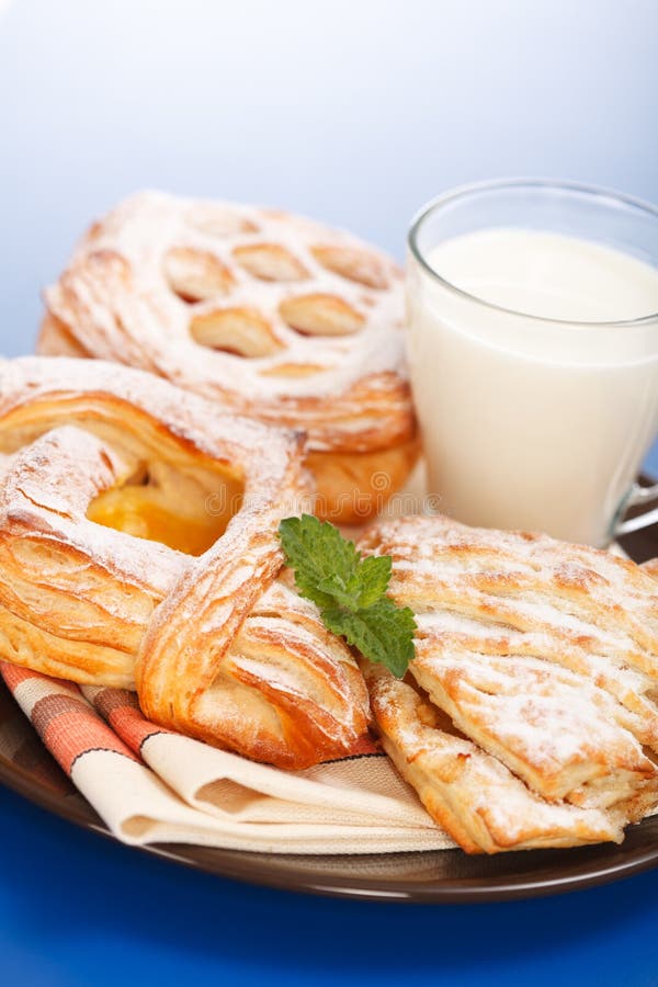 Various Cakes and Milk Breakfast Stock Image - Image of sugar, baked ...