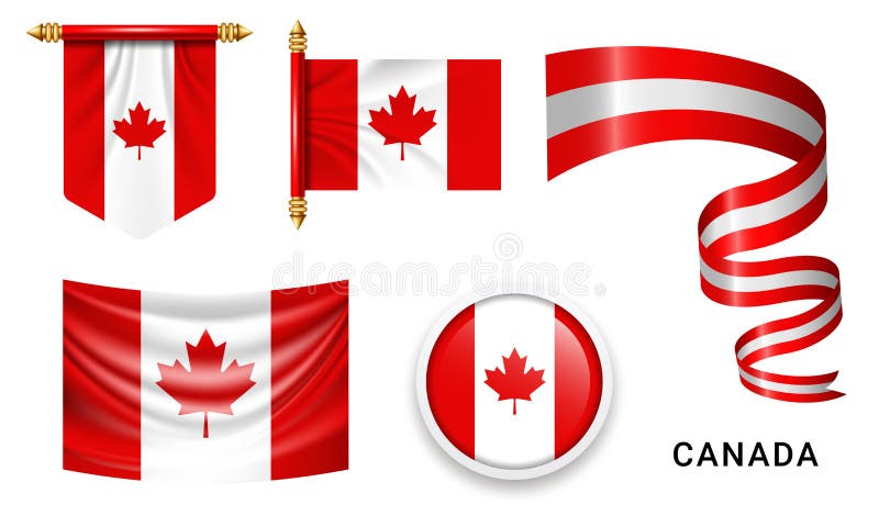 Various Canada Flags Set Isolated Stock Illustration - Illustration of ...