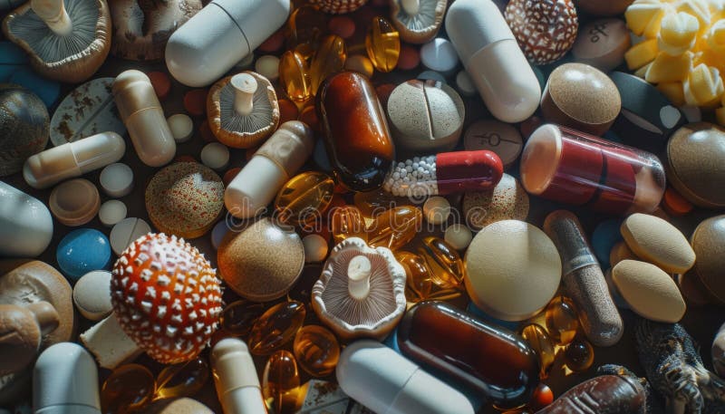 A Diverse Collection of Vitamins and Supplements Arranged on a Surface ...