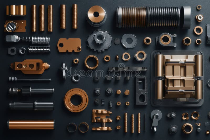 Various Car Engine Components, Including Pistons, Gears, and Valves ...