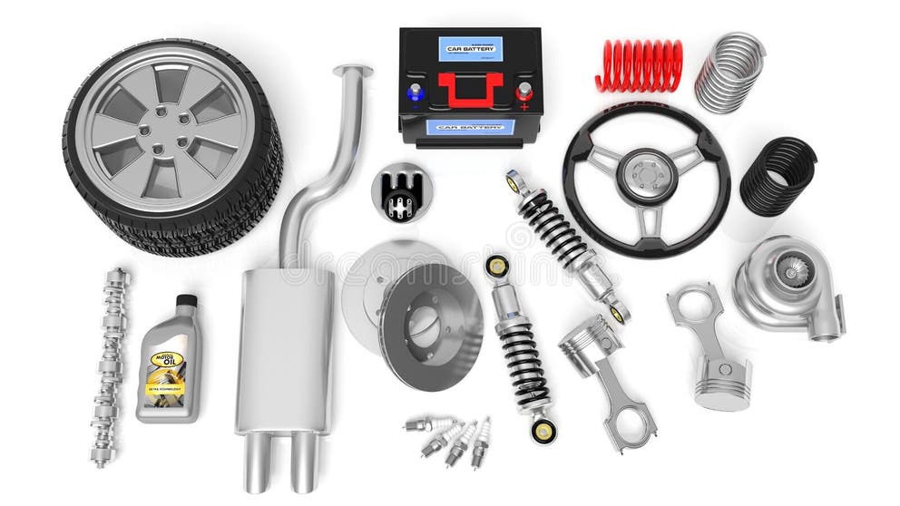 Various Car Parts and Accessories Stock Illustration - Illustration of ...