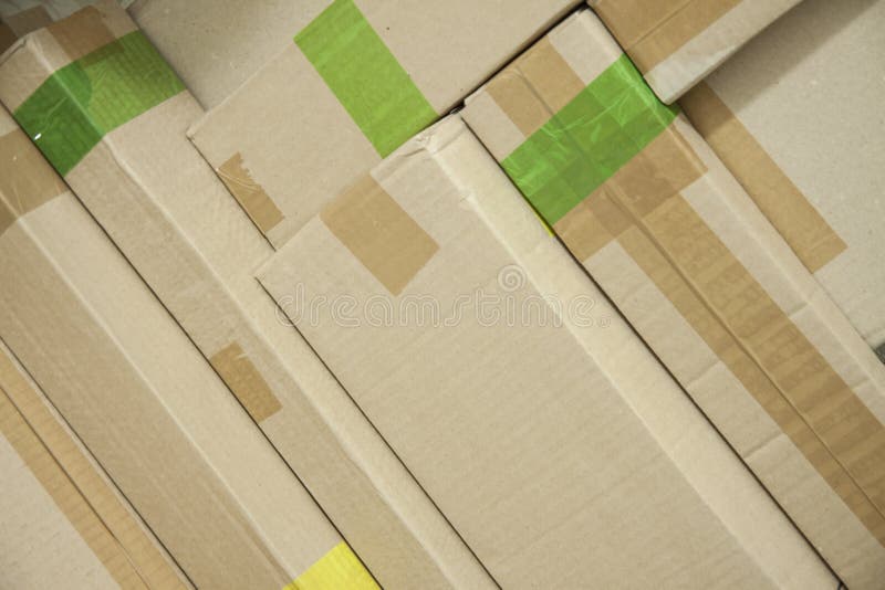 Various Cardboard Boxes with Labels Packed for Shipment. Stock Image ...